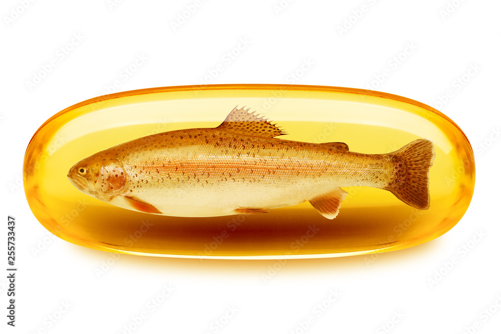 Poster Fish oil pill, omega 3, isolated on white background, clipping ...