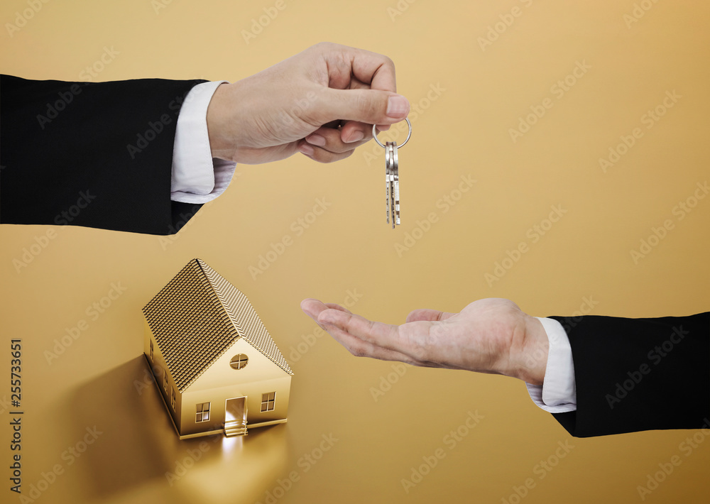 Real estate business, residential rental and investment. Businessman ...