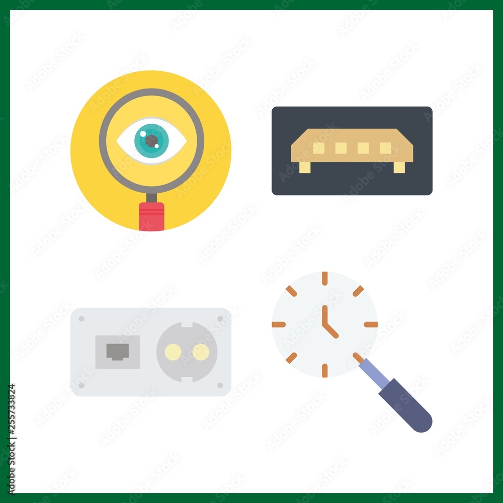 4 internet icon. Vector illustration internet set. search and socket ...