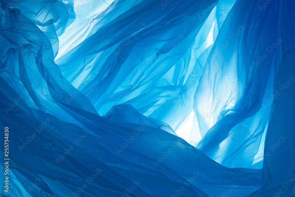 Plastic bag texture in blue color. Abstract background and texture for ...