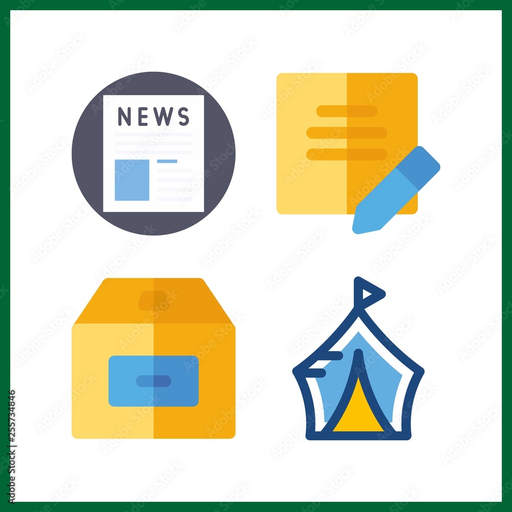 4 paper icon. Vector illustration paper set. note and box icons for ...