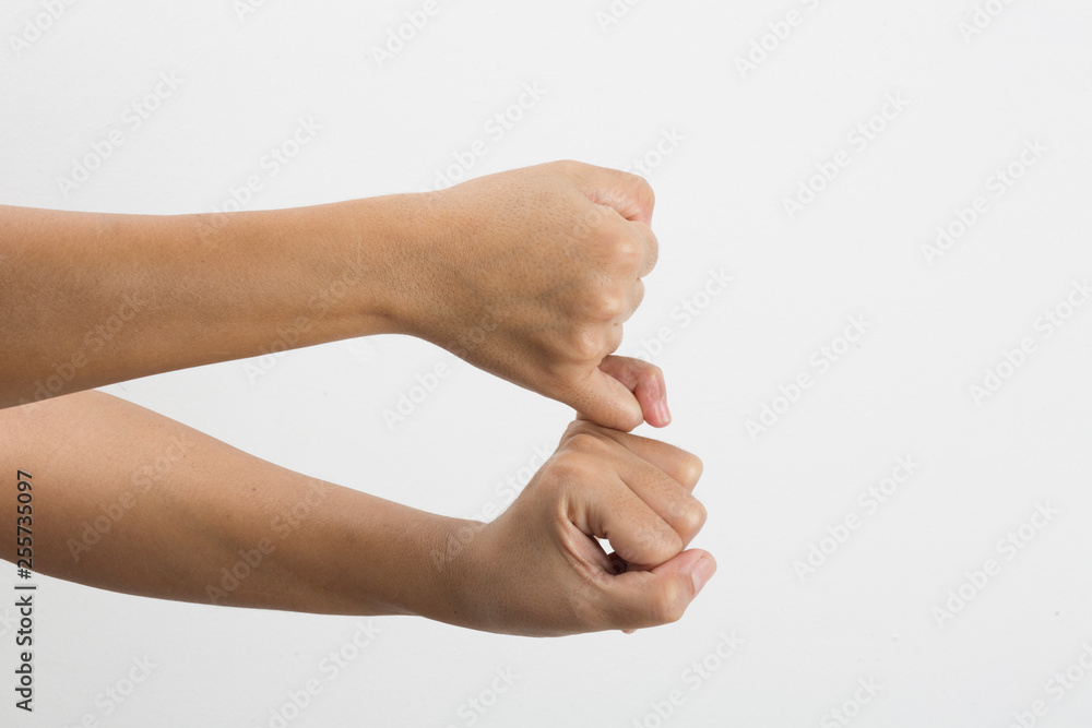 lady hand gestures - white background Stock Photo | Adobe Stock