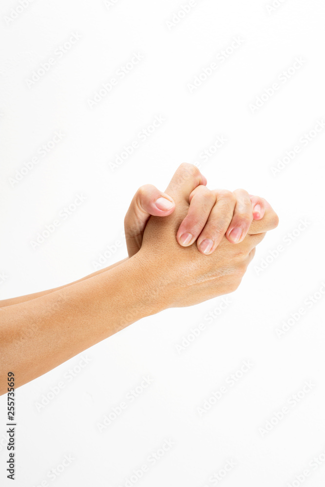 lady hand gestures - white background Stock Photo | Adobe Stock