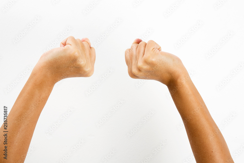lady hand gestures - white background Stock Photo | Adobe Stock