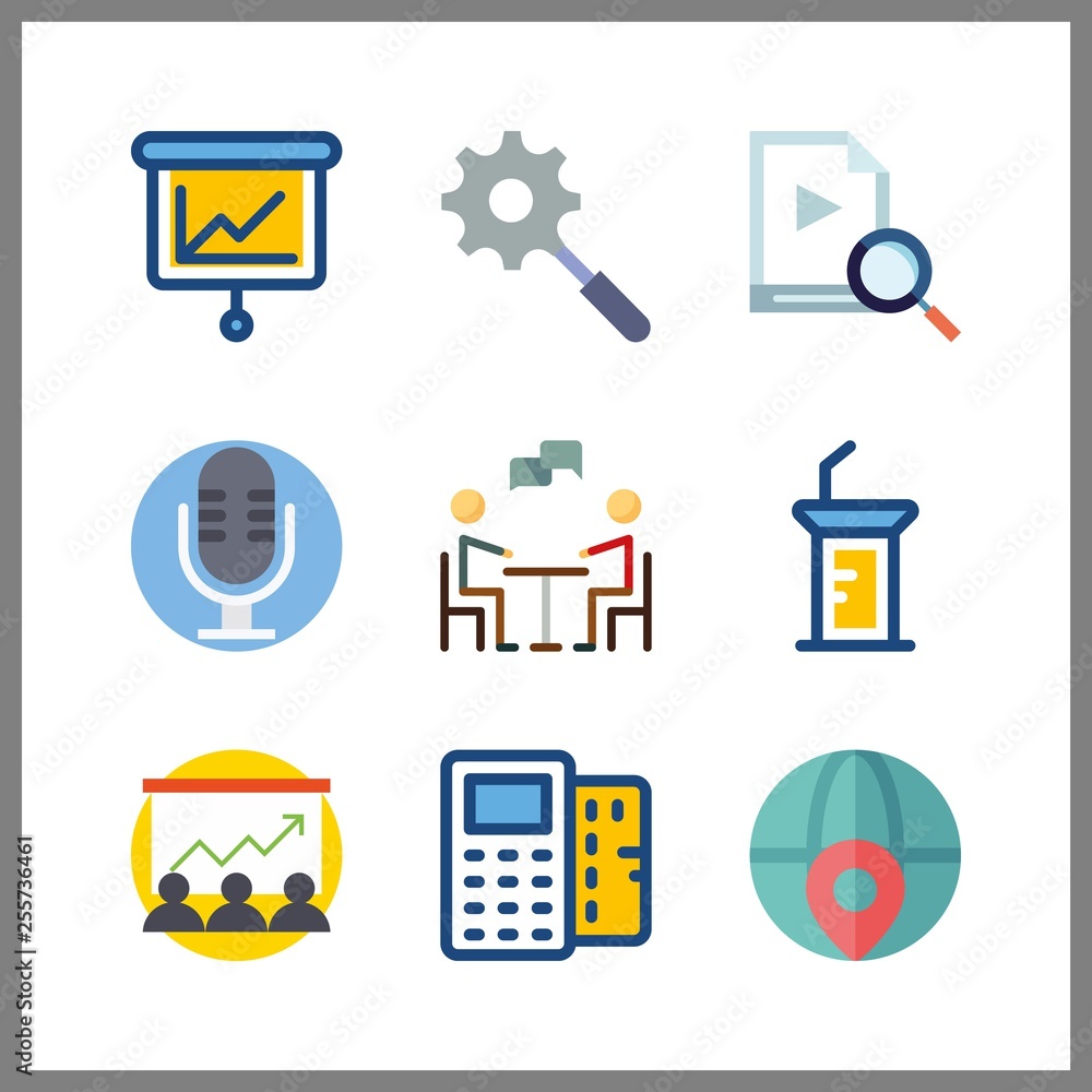9 communication icon. Vector illustration communication set. search and ...