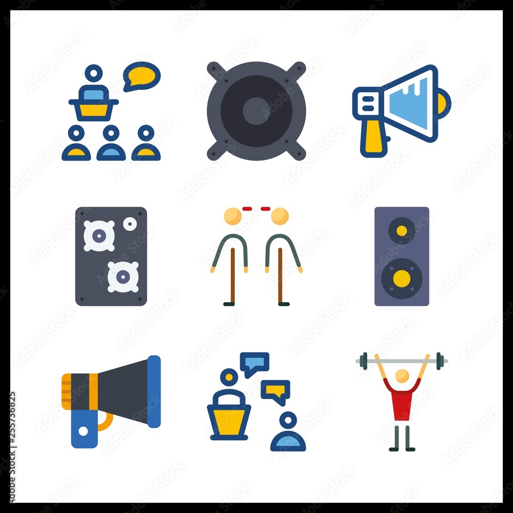 9 speech icon. Vector illustration speech set. training and speaker ...