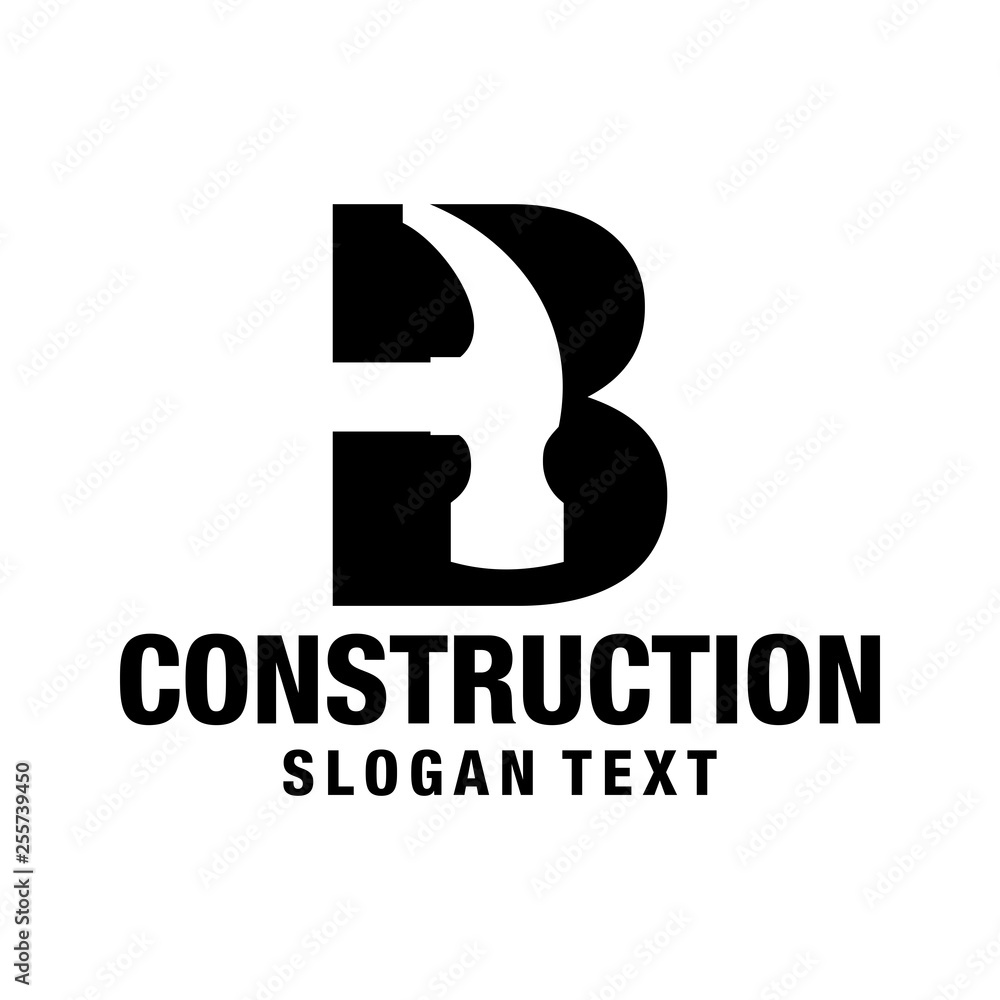 B hammer construction logo concept vectors Stock Vector | Adobe Stock