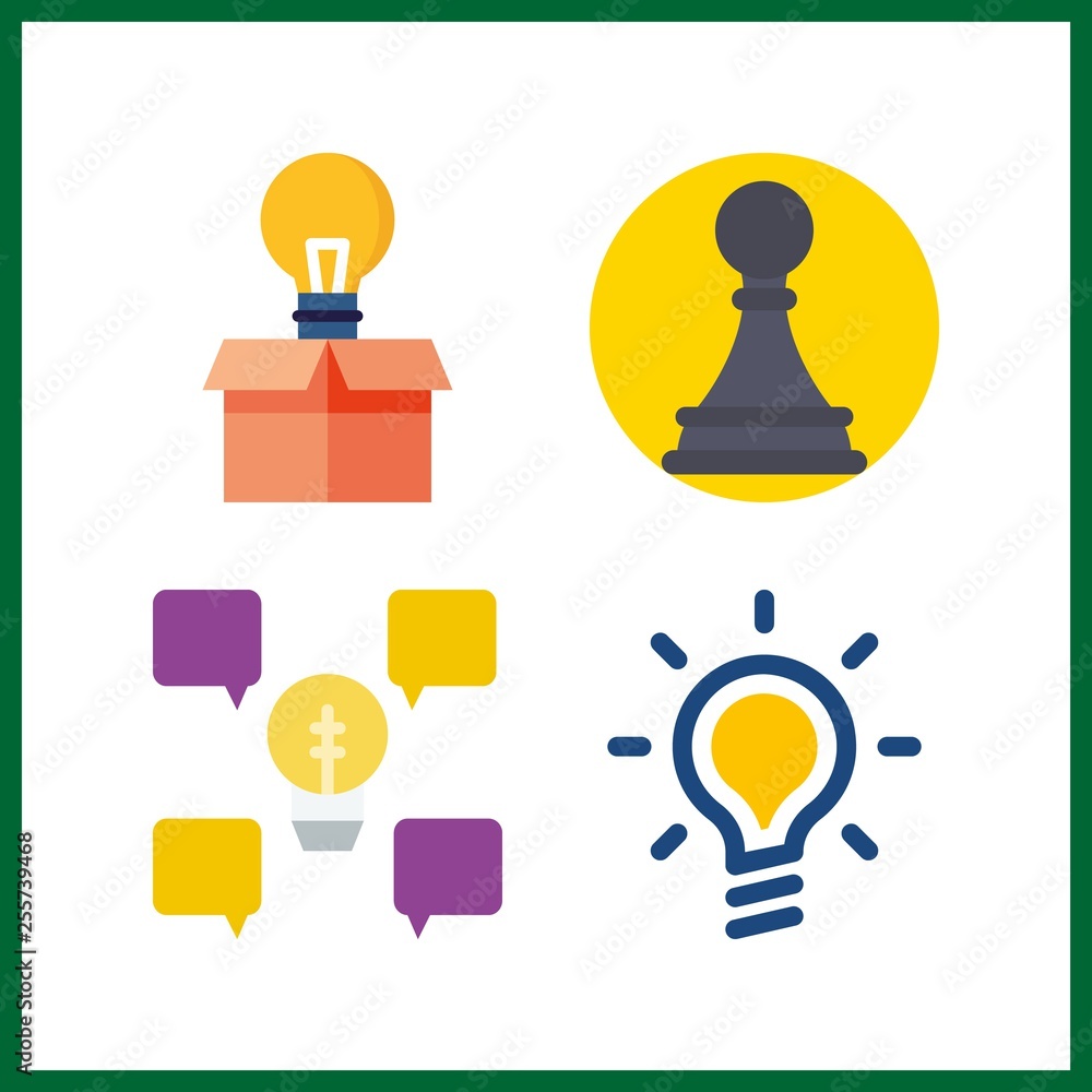 4 metaphor icon. Vector illustration metaphor set. pawn and idea icons ...