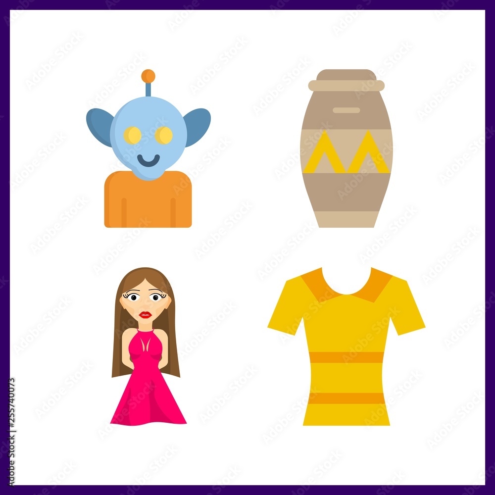 4 person icon. Vector illustration person set. drum and alien icons for ...