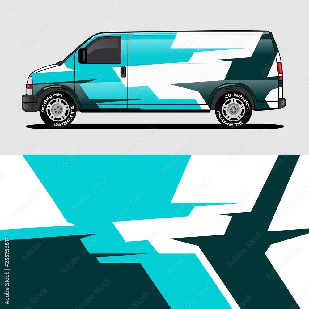 car livery light blue van wrap design wrapping sticker and decal design ...