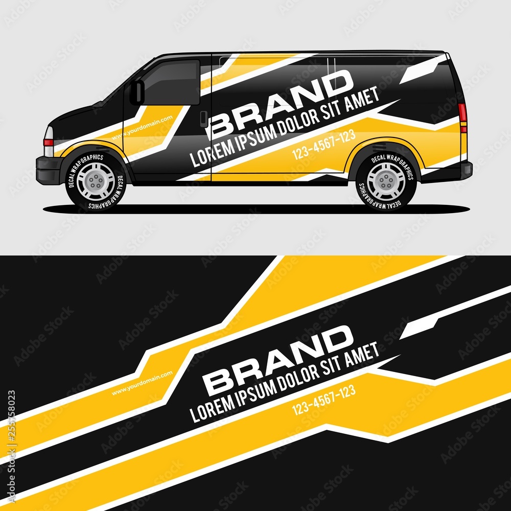car livery yellow van wrap design wrapping sticker and decal design for ...