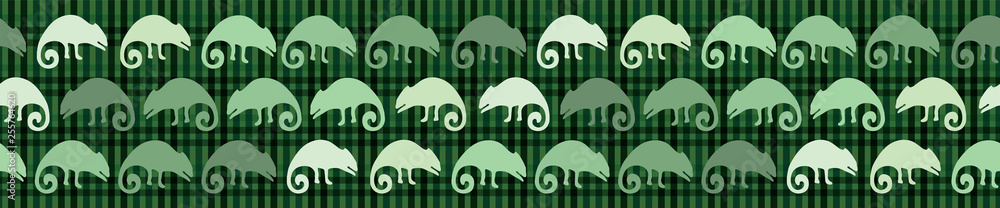 Chameleon lizard seamless border pattern. Green reptile repeatable ...