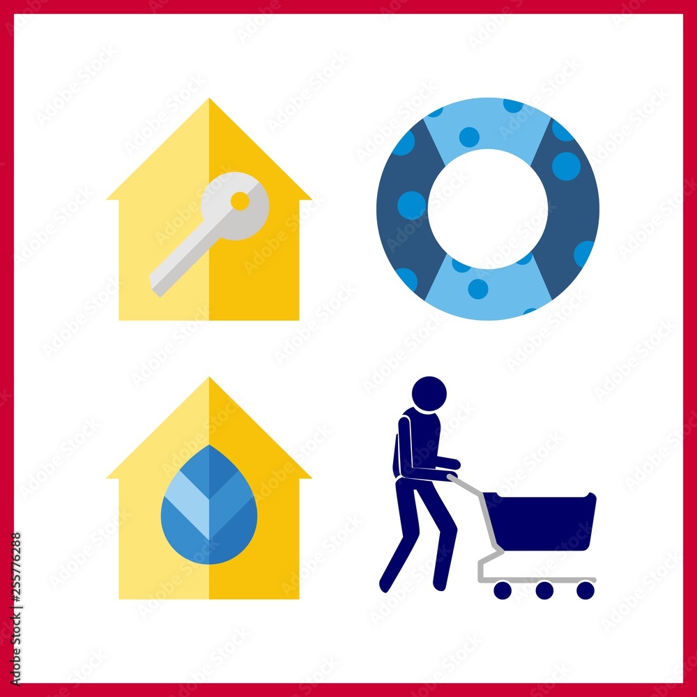 4 estate icon. Vector illustration estate set. saving round and real ...