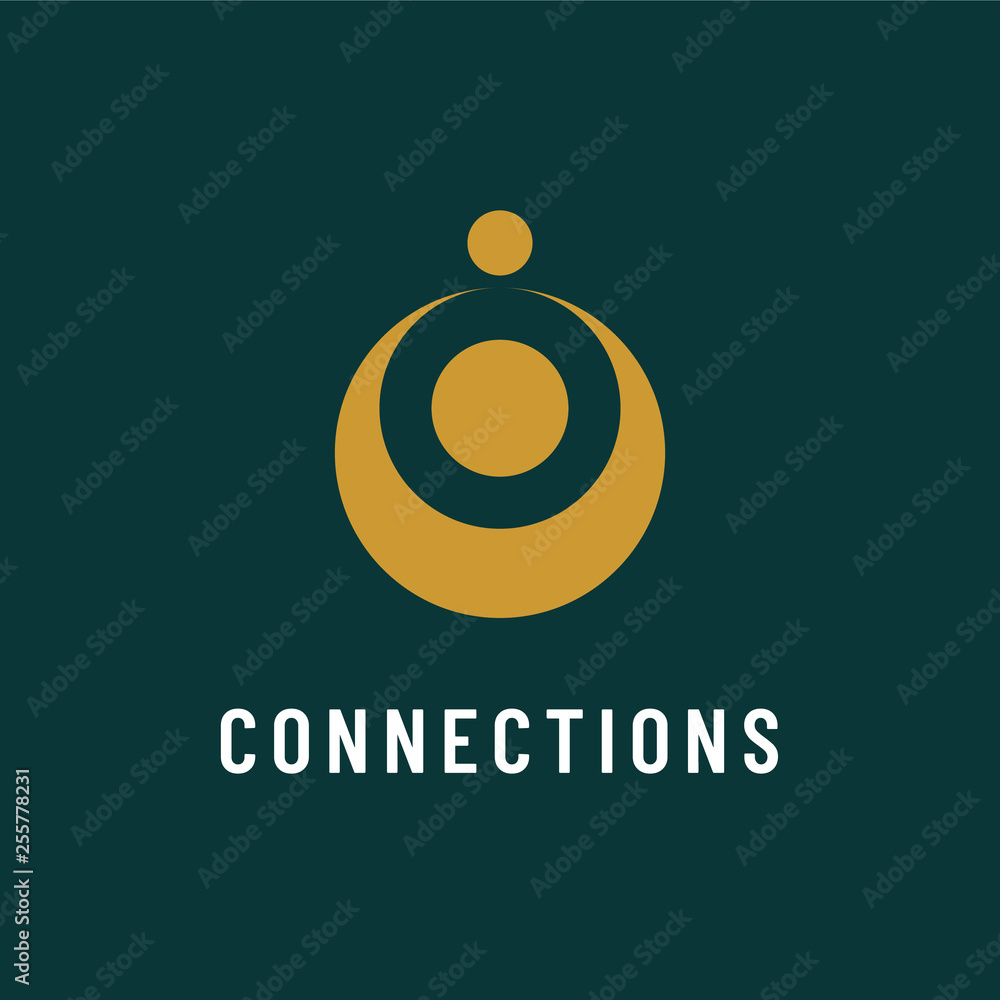 Connection simple flat monogram with concept man holding trophy vector ...