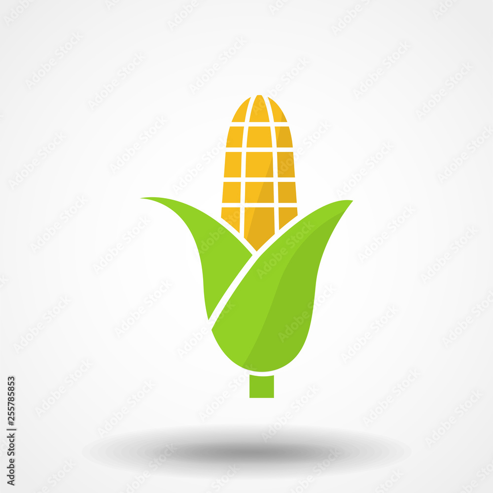 Corn yellow flat icon food natural illustration organic logo vector ...