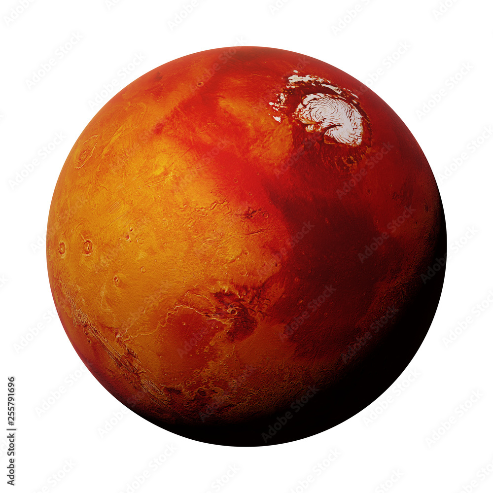 Planet Mars White Background