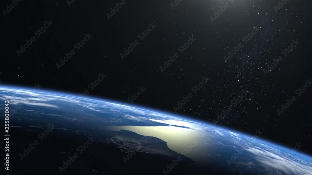 Vidéo Stock Earth. View from space. Stars twinkle. Flight over the ...