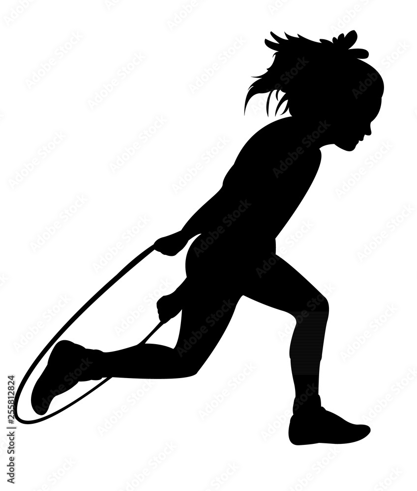 girl jumping rope, silhouette vector Stock Vector | Adobe Stock