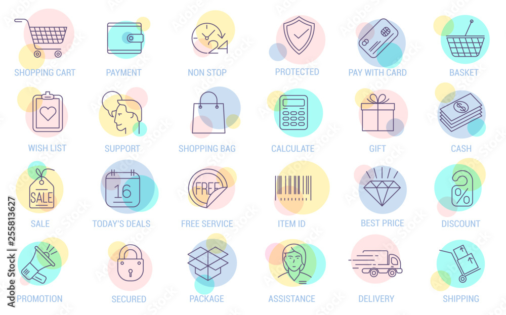 Thin line vector online store sopping icon set. Stock Vector | Adobe Stock