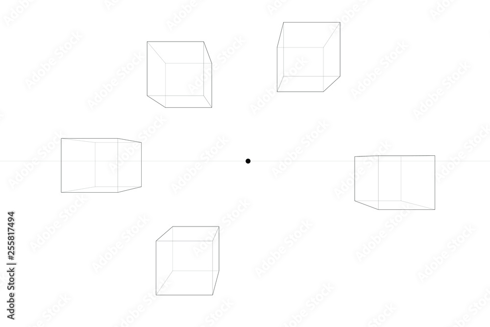 One Point Perspective Tutorial Stock Vector | Adobe Stock