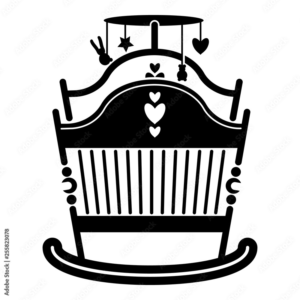 Baby rocking crib icon. Simple illustration of baby rocking crib vector ...