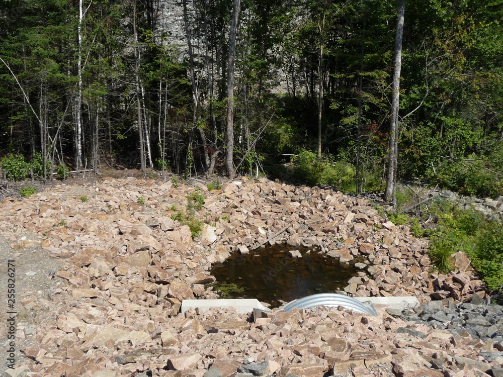 road culvert outlet plunge pool Stock Photo | Adobe Stock