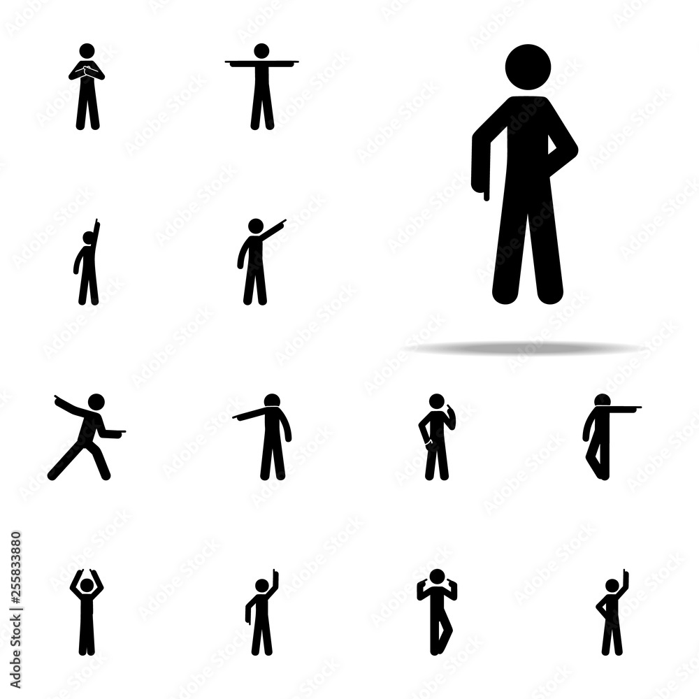 man down, show icon. Man Pointing Finger icons universal set for web ...