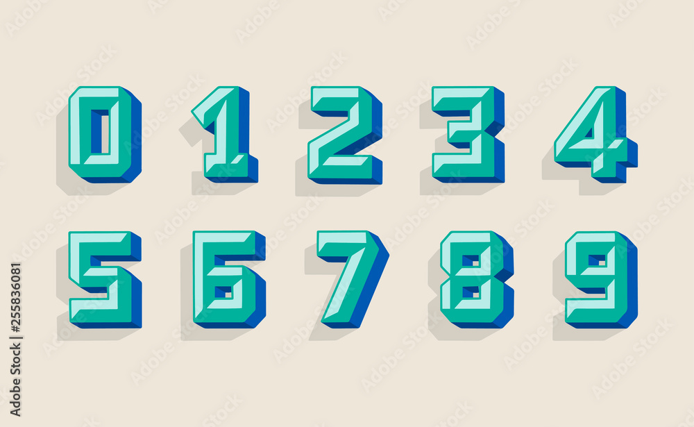 Modern numbers 3d, great design for any purposes. Template for holiday ...