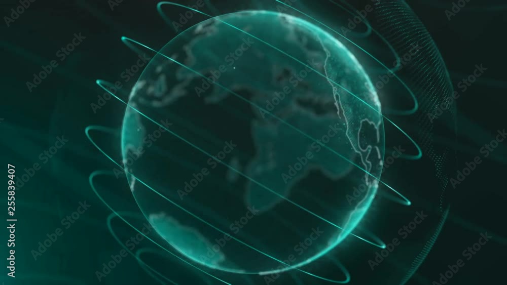 Pixel planet Earth animation. Animation of space with digital exploding ...