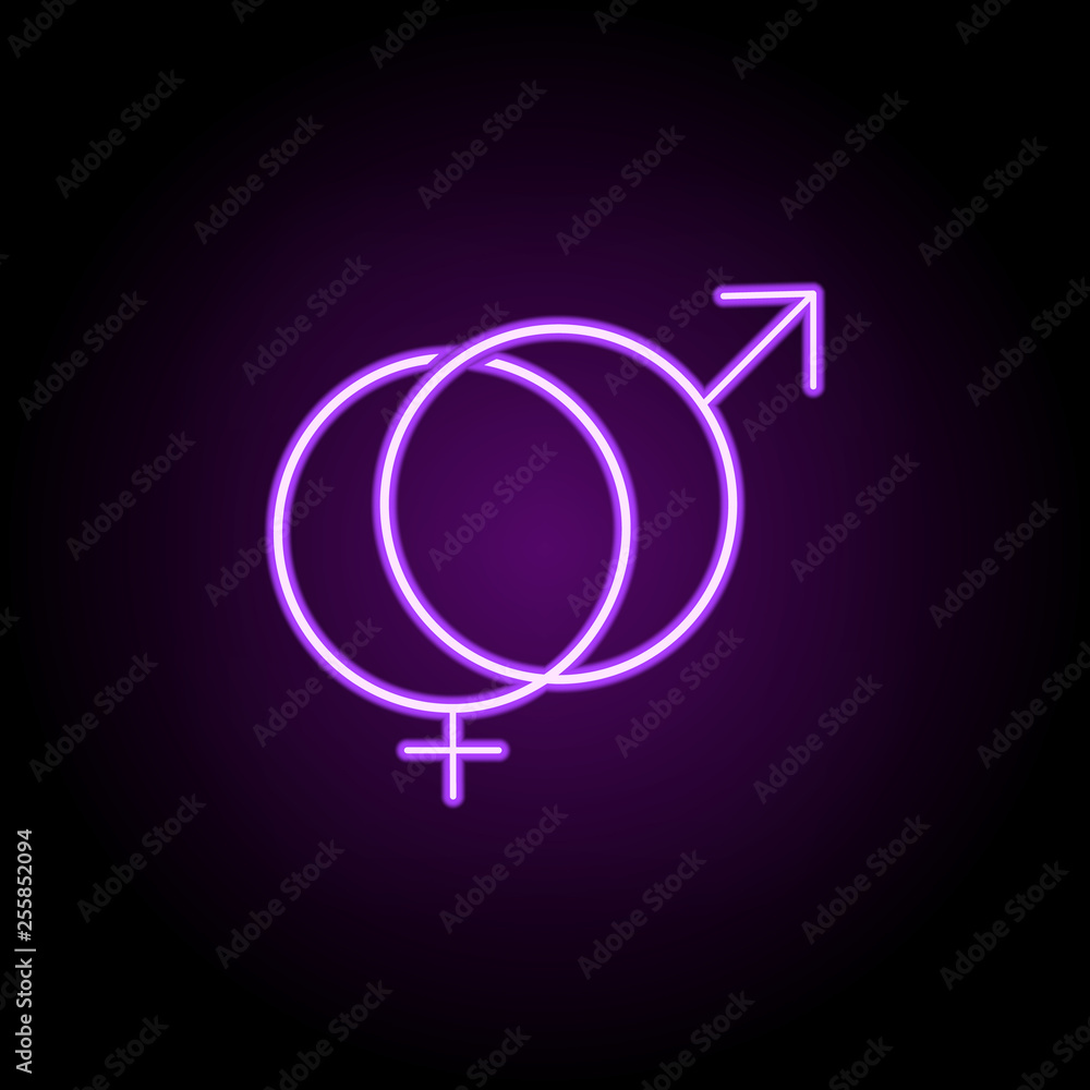 hetero sign icon. Elements of Web in neon style icons. Simple icon for ...