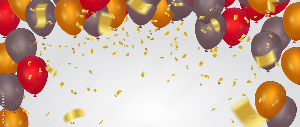 Festive birthday background with balloon celebration banner template ...