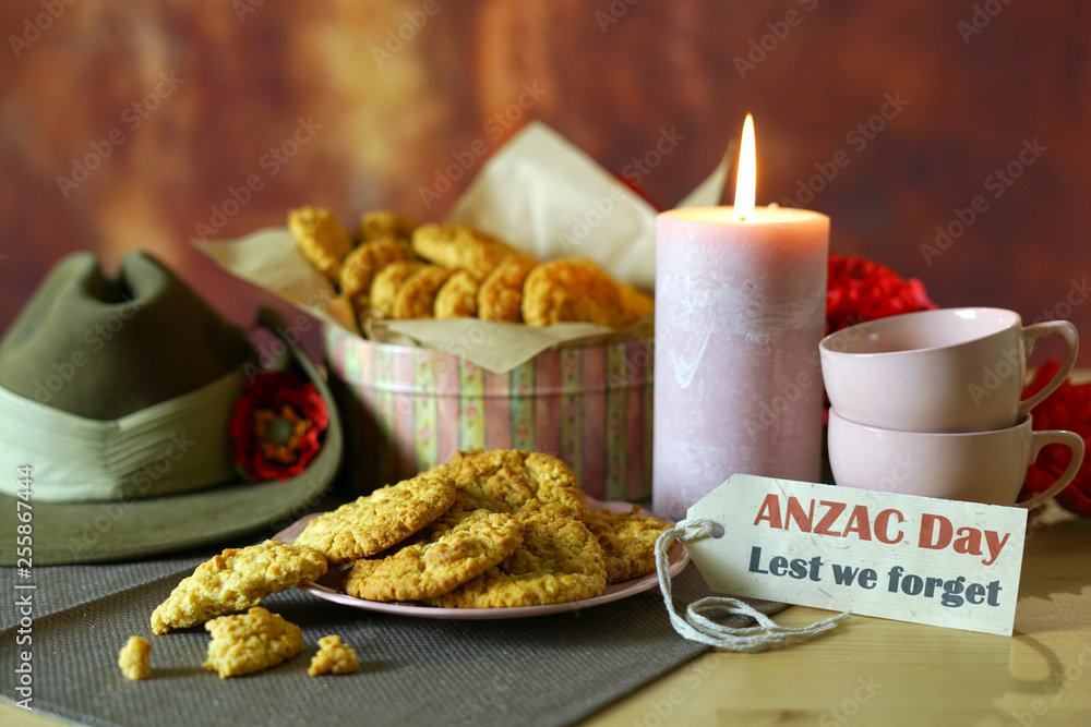 Traditional ANZAC biscuits for ANZAC Day and Remembrance Day memorial ...