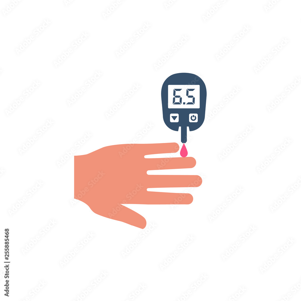 Blood test icon. Silhouette glucometer icon. Testing glucose. Blood ...