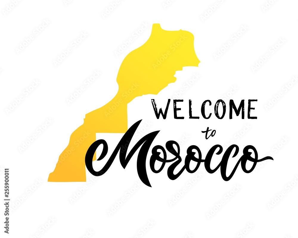 Hand lettering modern calligraphy Welcome to Morocco text with ...