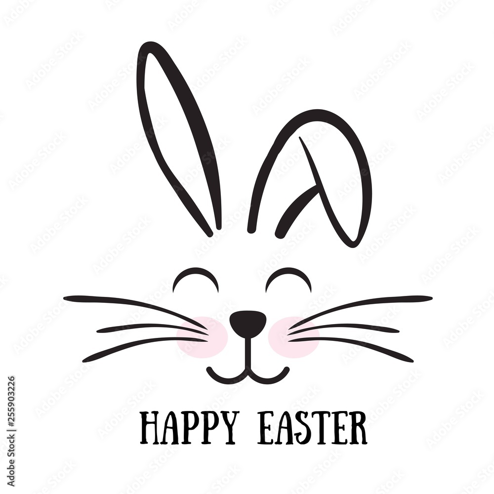 Vector cute bunny face design.Happy Easter.Print for t shirt, banner ...