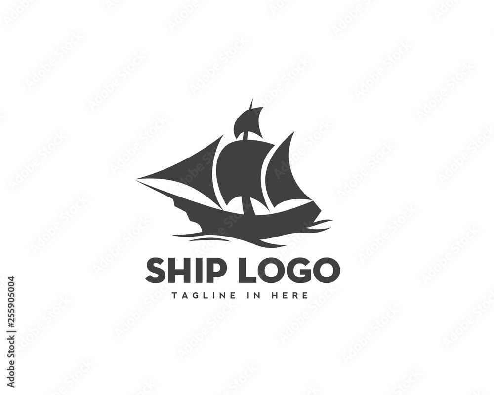 ship drawing marine logo design inspiration Stock Vector | Adobe Stock