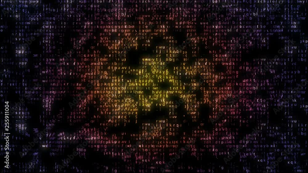 Holographic 3d rendering of Matrix code columns from hundreds of digits ...