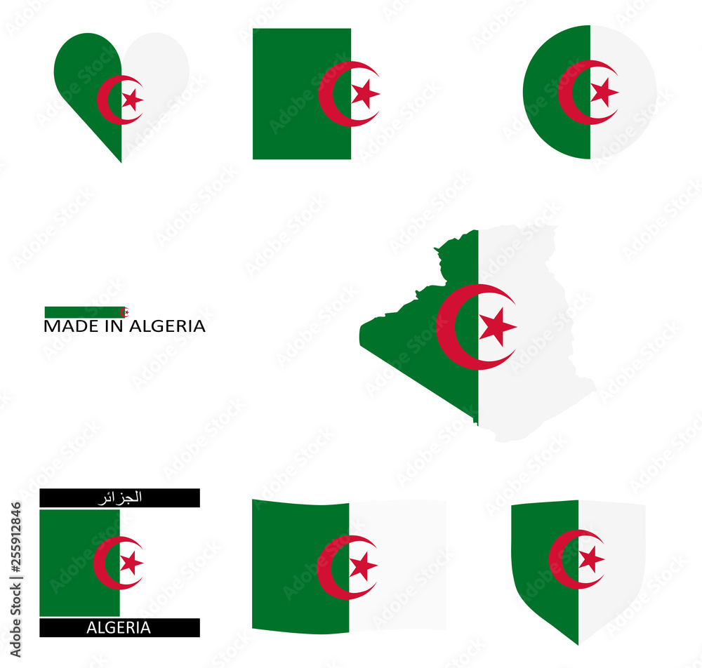 Drapeaux Alg riens Et Une Carte Stock Vector Adobe Stock Drapeaux Alg riens Et Une Carte Stock Vector Adobe Stock