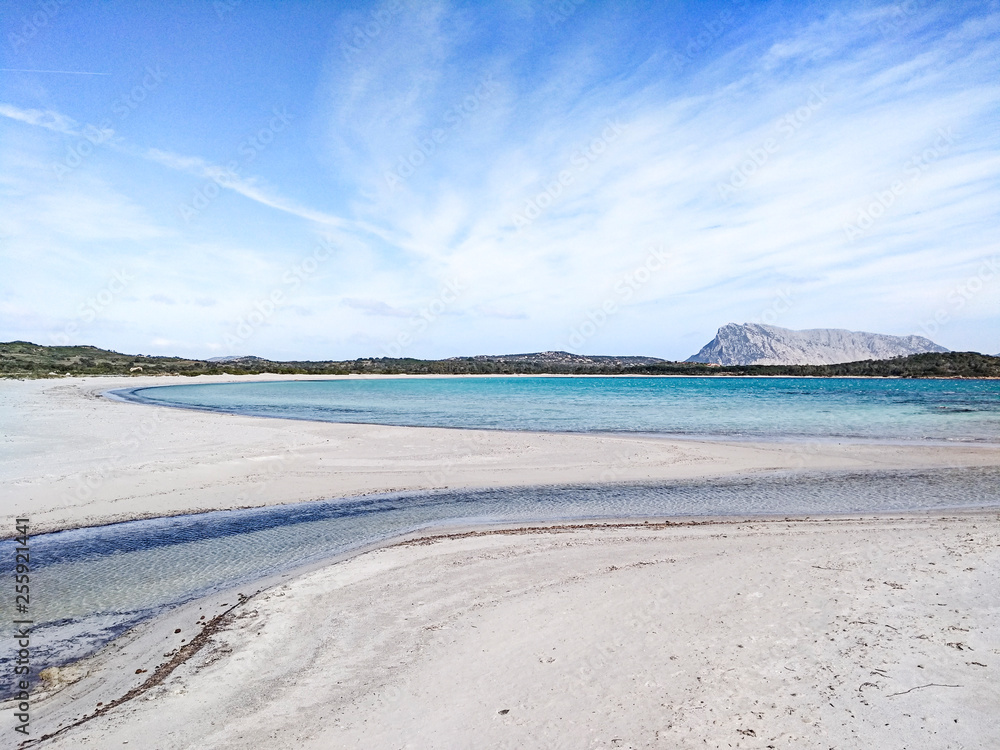 Beautiful deserted white beach in Sardinia, Lu Impostu, with sea in ...