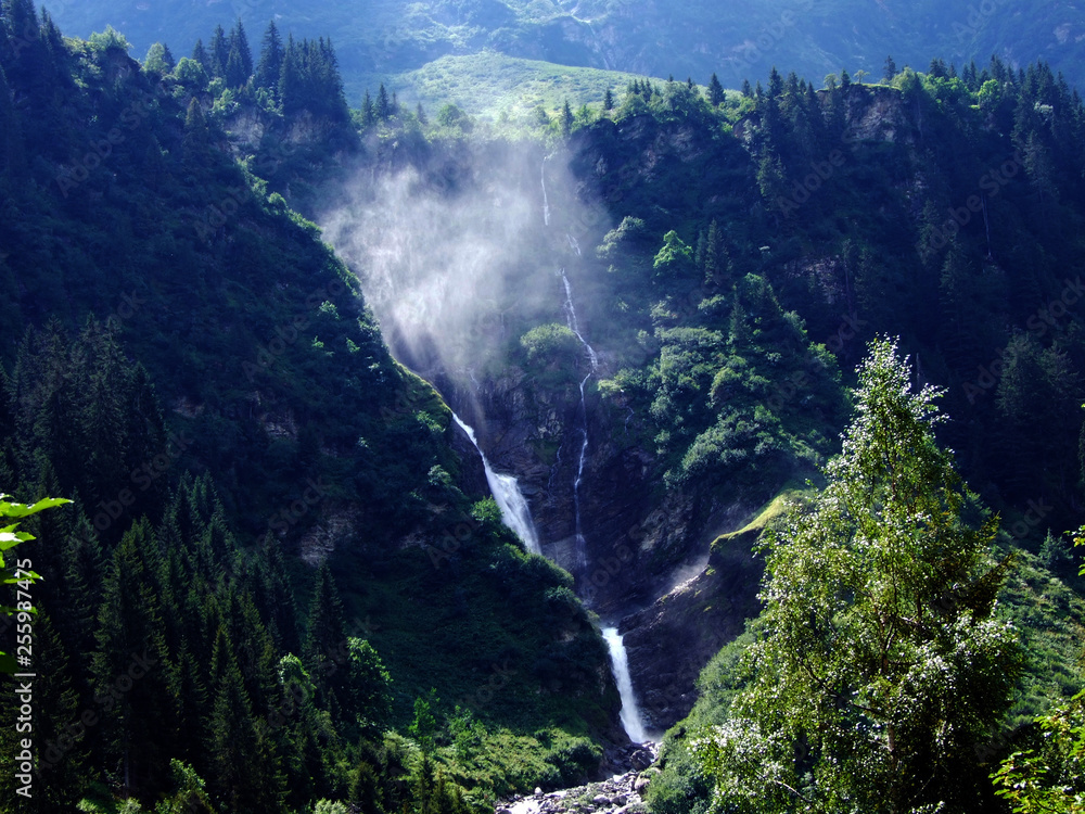 Waterfall Stauber or Wasserfall Stäuber, Brunnibach stream in the ...
