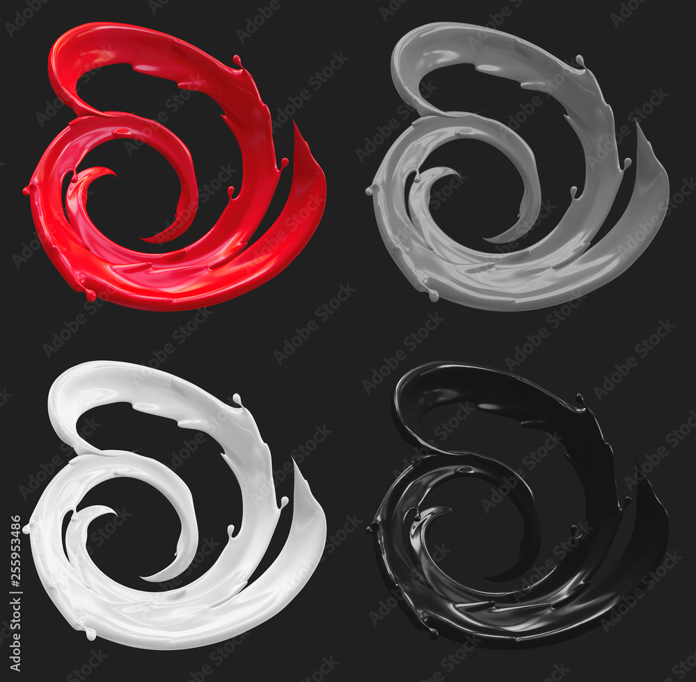 Set of abstract liquid swirls, paint splashing, fashion background ...