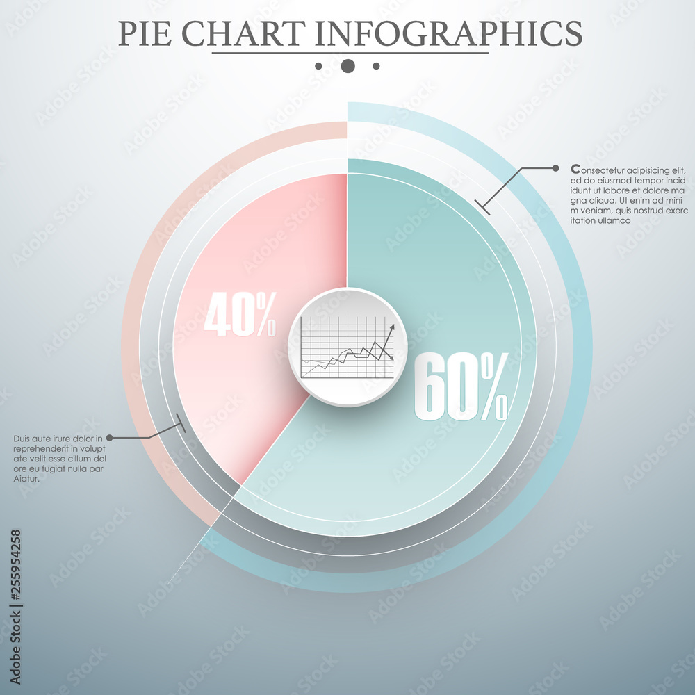 Business colorful pie chart template with circle in the center ...