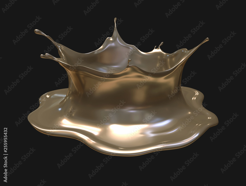 Liquid metal silver splash isolated on black. Metallic paint splash in ...