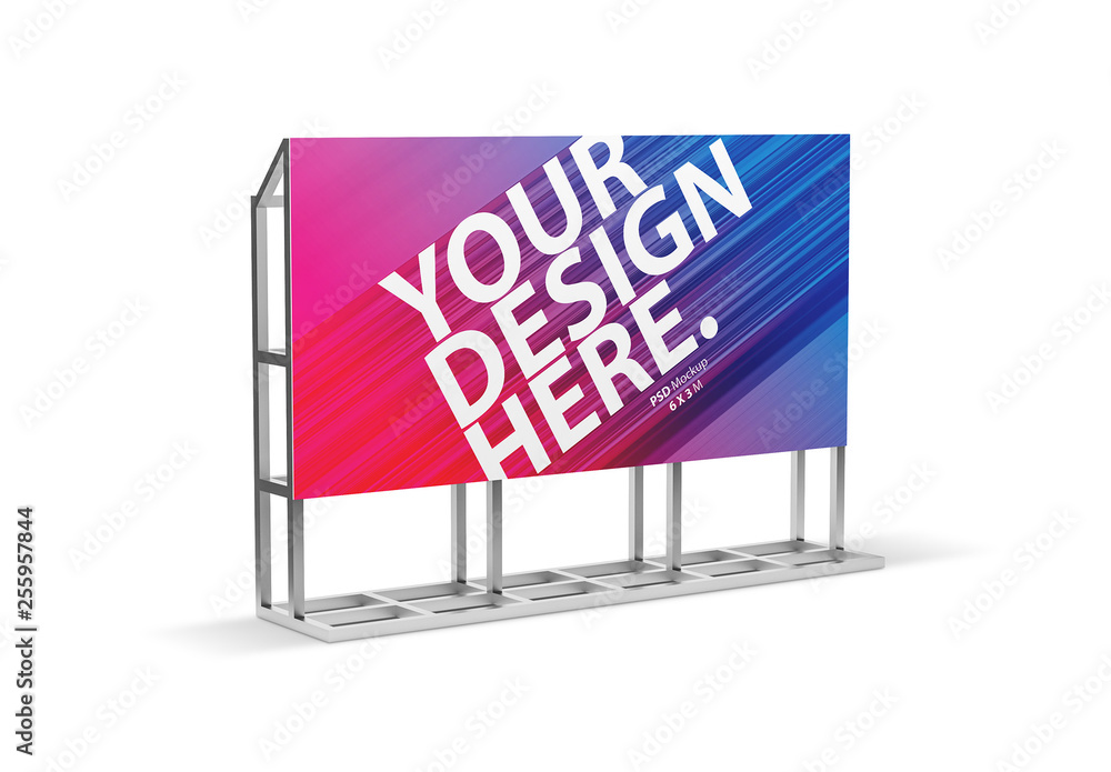 Horizontal Billboard Mockup Isolated on White Stock Template | Adobe Stock