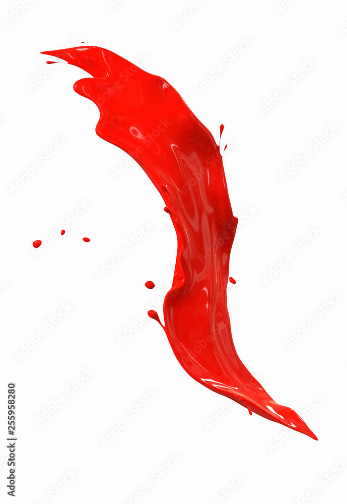 Red paint splash isolated on white, 3d render, clipart Stock ...