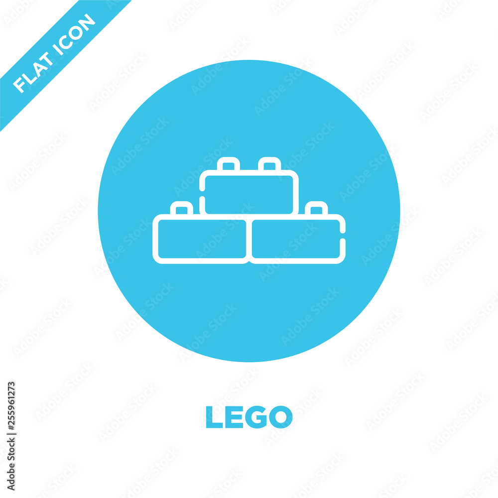 lego icon vector from baby toys collection. Thin line lego outline icon vector illustration ...