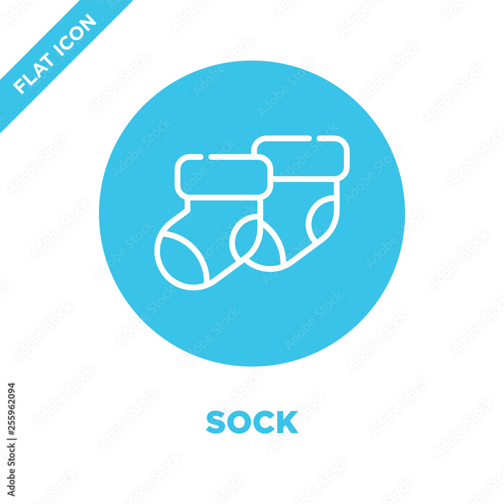 sock icon vector from baby toys collection. Thin line sock outline icon ...