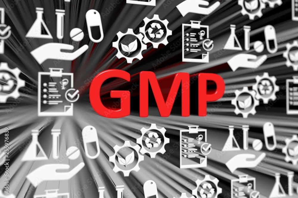 GMP concept blurred background 3d render illustration Stock ...