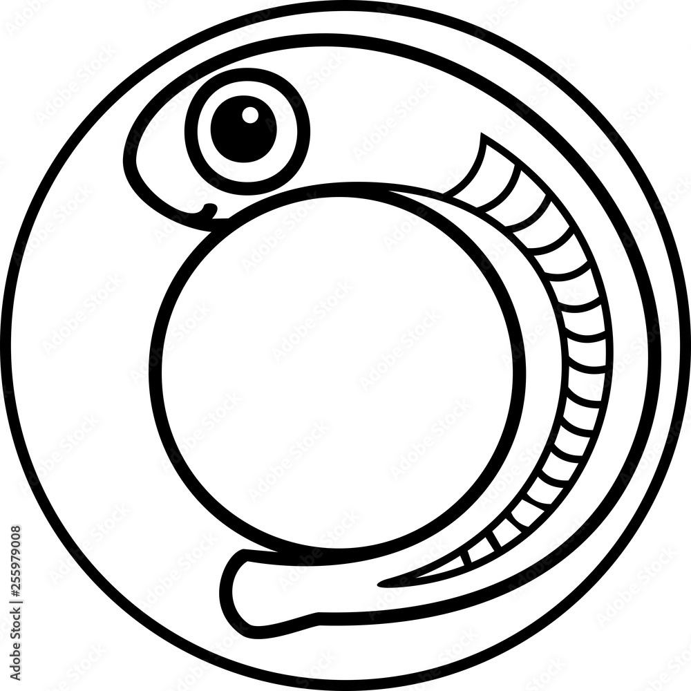 Coloring page with cartoon fish embryo inside the egg Stock Vector ...