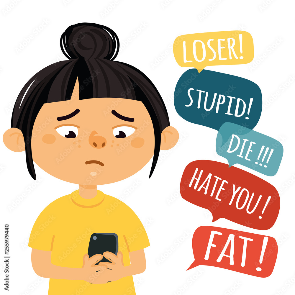 Cyber Bullying Concept Teenage Girl Being Bullied By Abusive Text